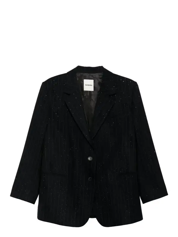 Sandro Pinstripe Metallic Blazer - Blue