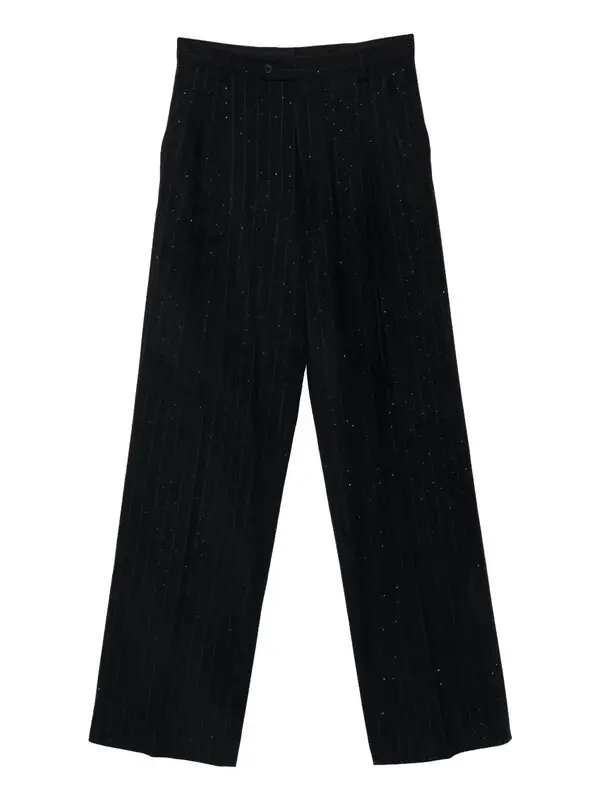 Sandro Pinstripe Metallic Trousers - Blue