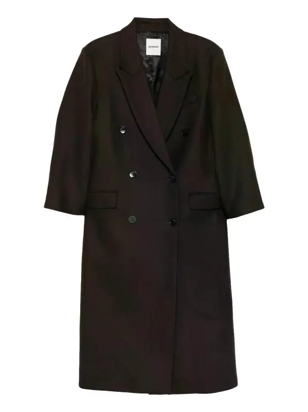Sandro Buttoned Double-breasted Coat - Brown
