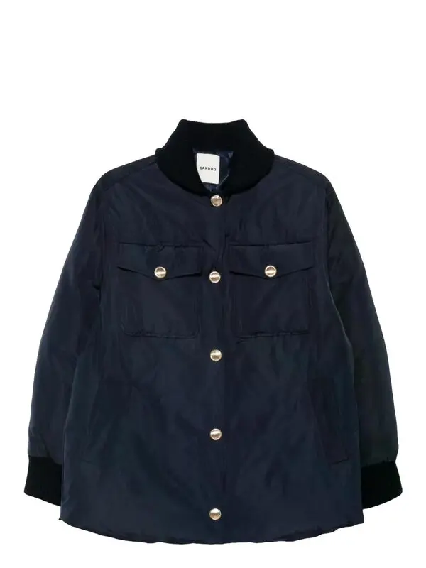 Sandro Collared Bomber Jacket - Blue