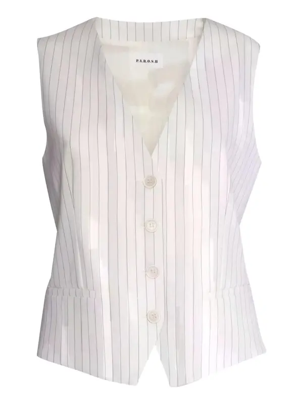 P.a.r.o.s.h Pinstripe Buttoned Waistcoat - White