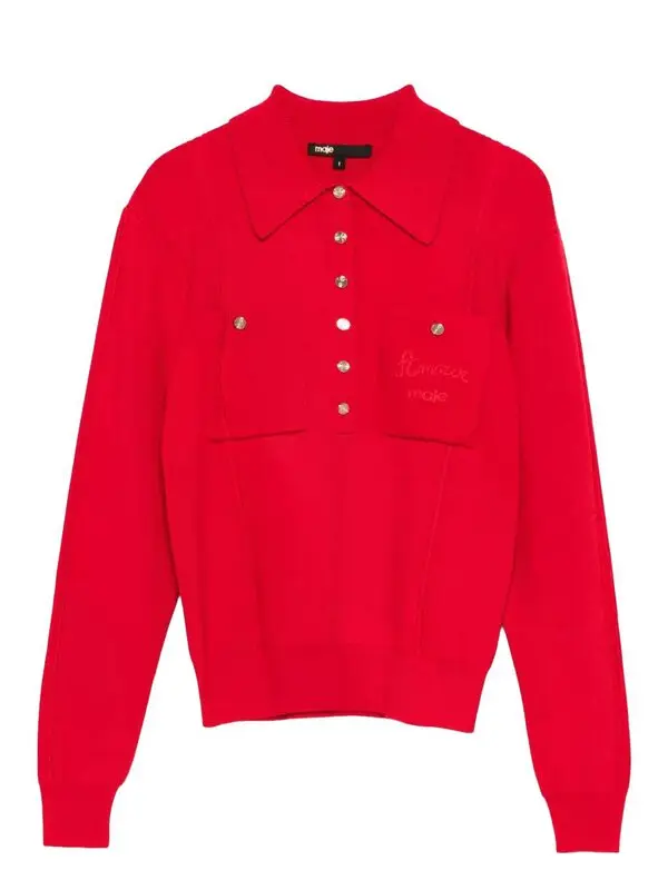 Maje Buttoned Top - Red
