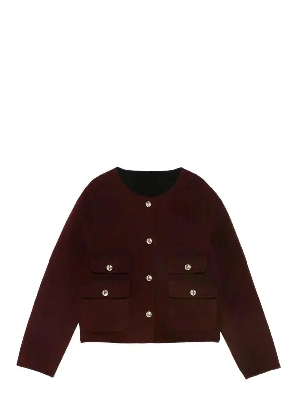 Maje Button-fastening Flap-pockets Cropped Jacket - Red
