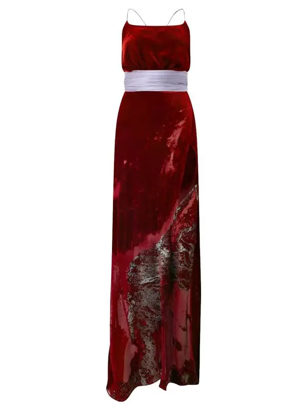 Roberto Cavalli Marine-print Slit Maxi Dress - Red