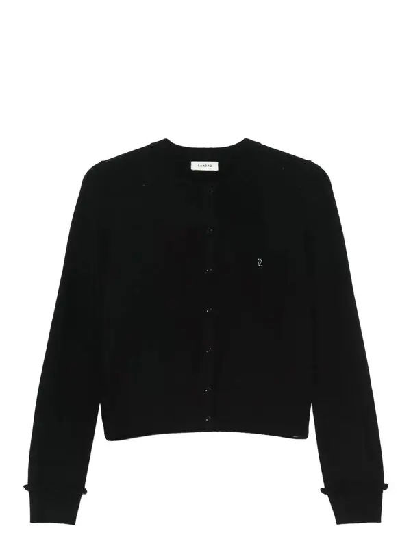 Sandro Ruffle-trim Cardigan - Black