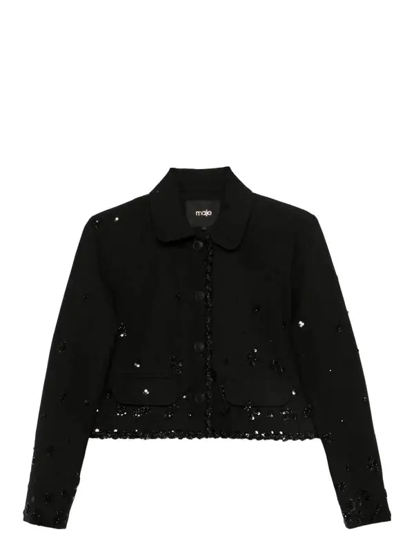 Maje Sequin-embellished Jacket - Black