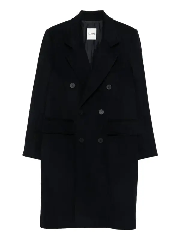 Sandro Double-breasted Coat - Blue