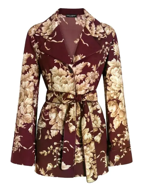 Dolce & Gabbana Floral Belted Shirt - Red
