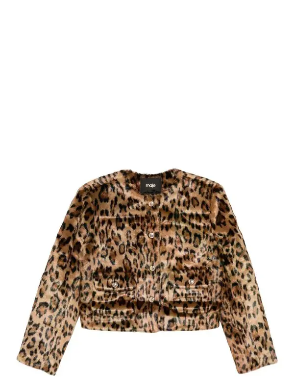 Maje Leopard-print Jacket - Brown