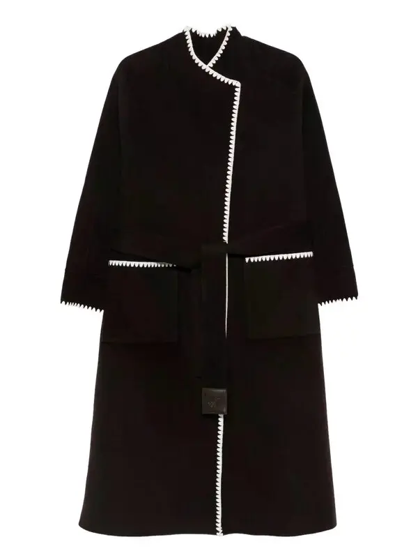 Maje Scallop-trimmed Belted Coat - Brown