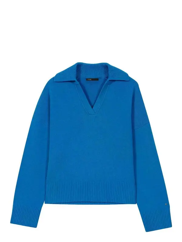 Maje V-neck Collared Sweater - Blue