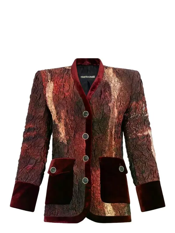 Roberto Cavalli Fitted Silk Jacket - Red