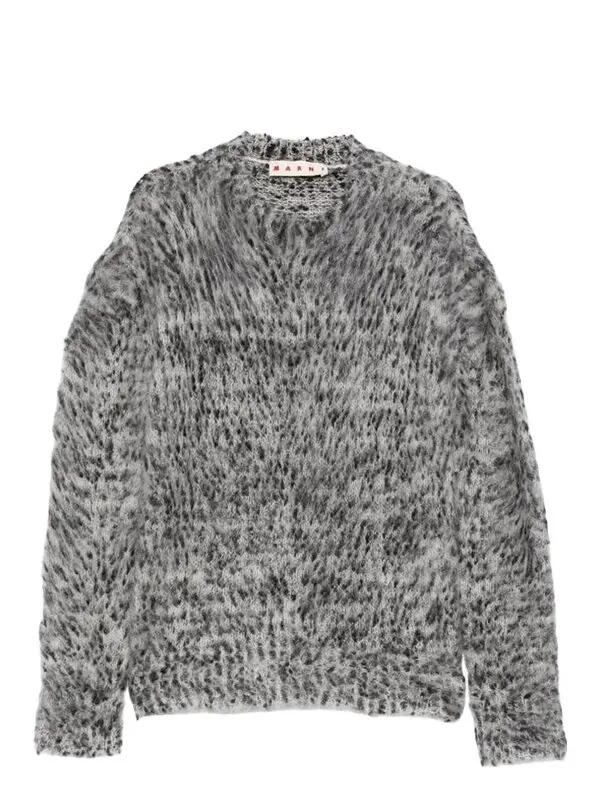 Marni Round Neck Brushed Bouclé Knit Sweater - Grey