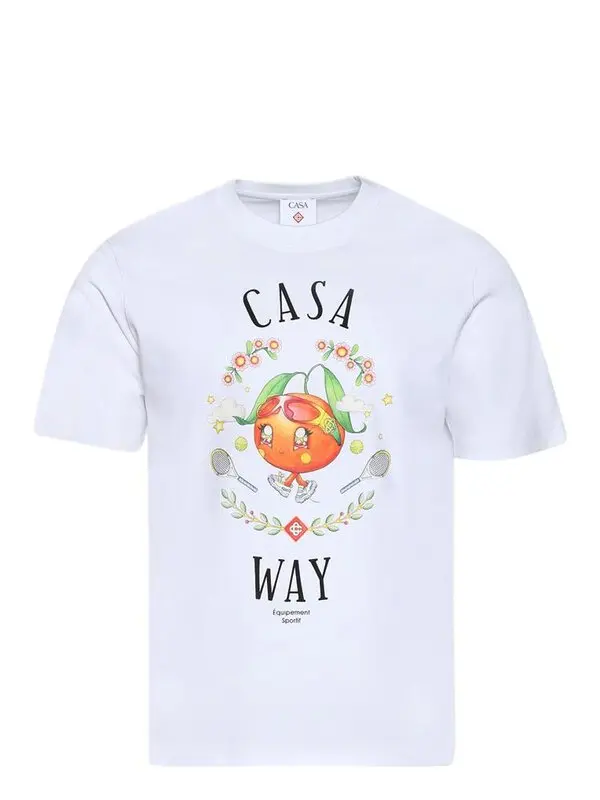 Casablanca Casa Way Kawaii Orange Printed Tee Orange Mascot - White