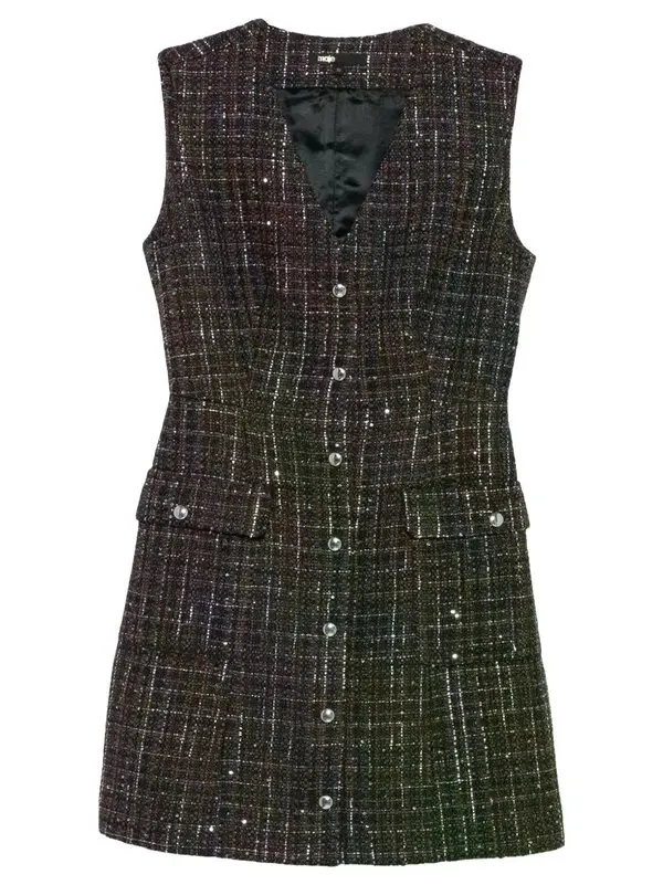 Maje Buttoned Tweed Dress - Brown