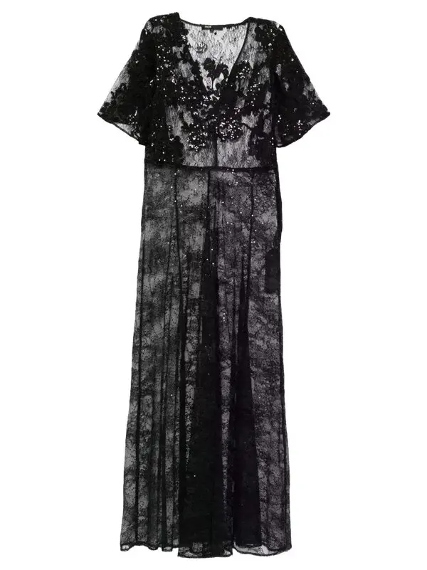Maje Sequin-embellished Maxi Dress - Black
