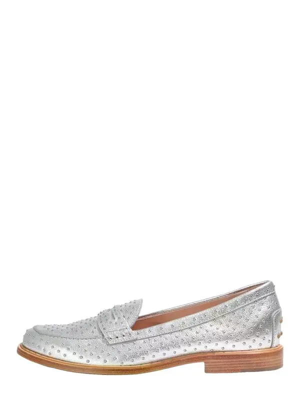 TOD'S Stud-embellished Loafers - Silver