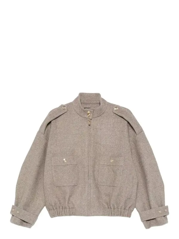 Maje Button Detailed Bomber Jacket - Neutrals