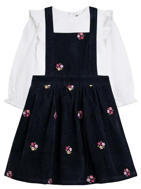 JOJO MAMAN BEBE Ruffle Top & Corduroy Dress Set - Navy