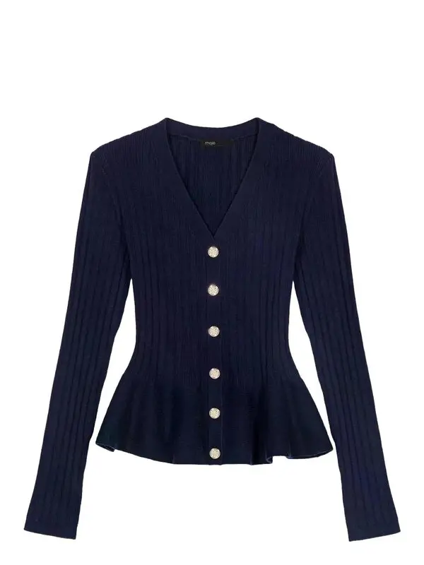 Maje Button-down Peplum Cardigan - Blue