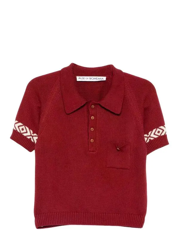Alix Of Bohemia Cotton Polo Top - Red