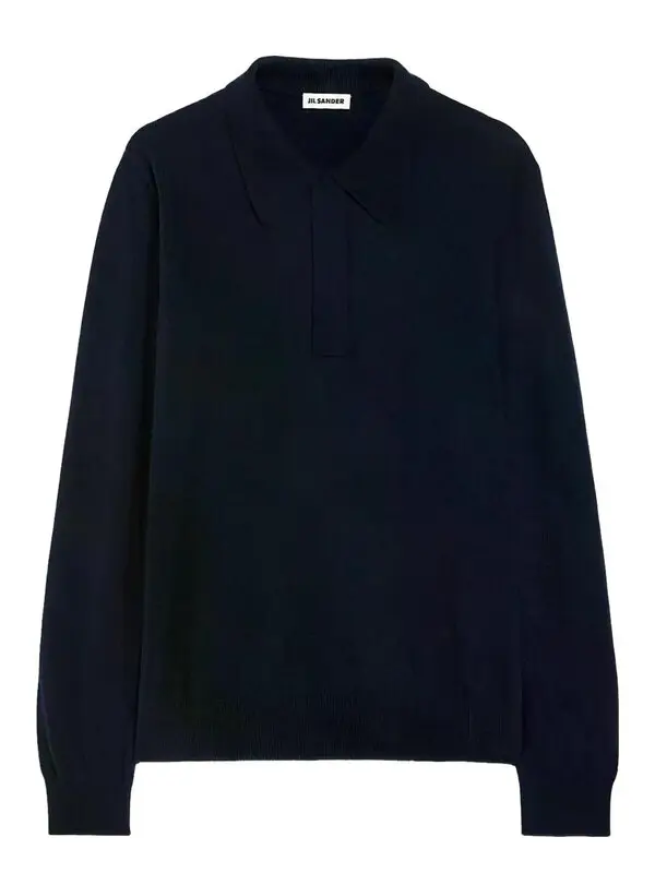 JIL SANDER Long-sleeved Polo Sweater - Blue