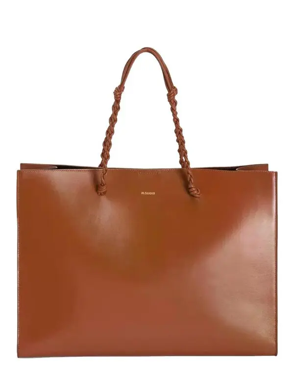 JIL SANDER Tangle Embossed Tote Bag With Knotted Handles - Brown
