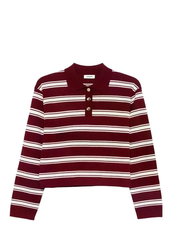 Sandro Striped Polo Top - Red