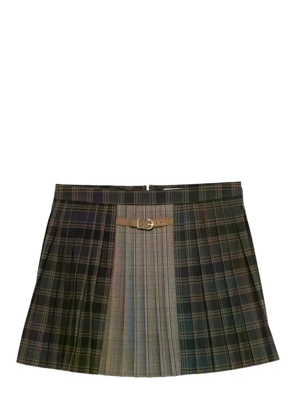 Sandro Pleated Check Mini Skirt - Blue