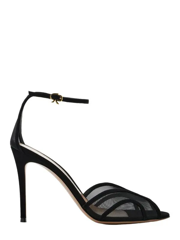 GIANVITO ROSSI Suede-trimmed Mesh Sandals - Black