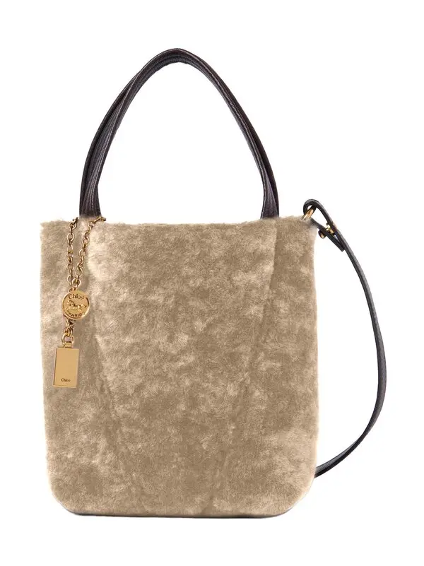 Chloé Spin Shearling Bucket Bag - Grey