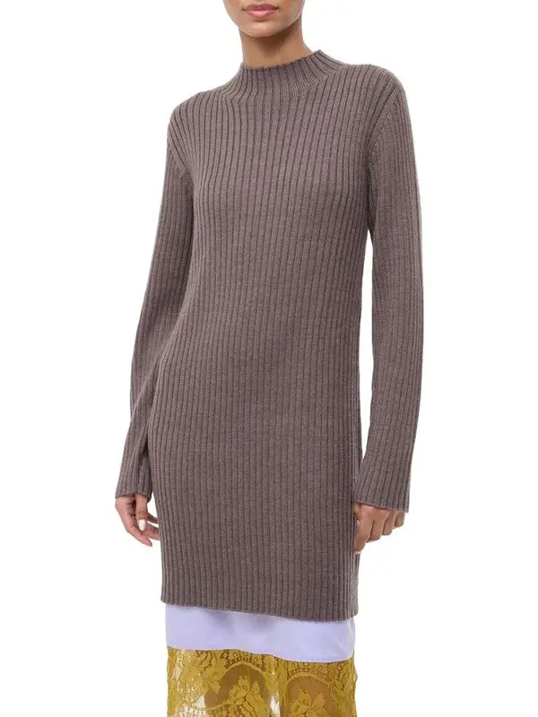 Staud Willow Long Sleeve Sweater Dress - Truffle