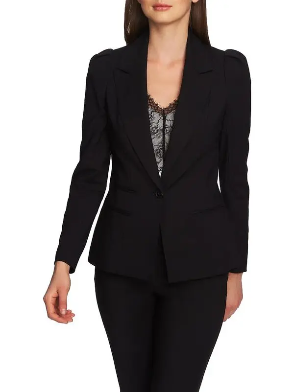 1.State Puff Shoulder Blazer - Rich Black