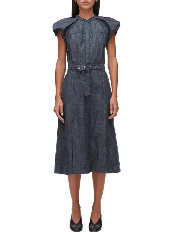 3.1 Phillip Lim Short Sleeve Denim Dress - Washed Indigo
