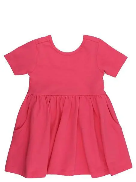 RUFFLEBUTTS Knit Short Sleeve Twirl Dress - Hot Pink