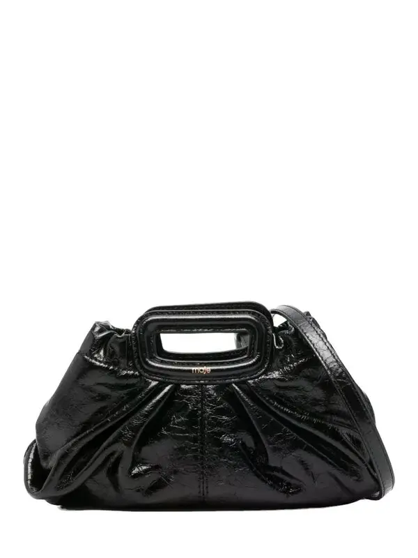 Maje Mini Handbag With Gathered Details - Black
