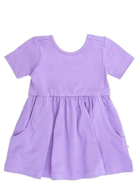 RUFFLEBUTTS Knit Short Sleeve Twirl Dress - Wisteria Purple