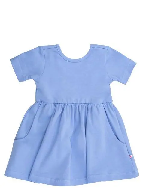 RUFFLEBUTTS Knit Short Sleeve Twirl Dress - Periwinkle Blue
