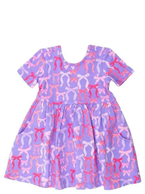 RUFFLEBUTTS Knit Short Sleeve Twirl Dress - Rosy Ribbons