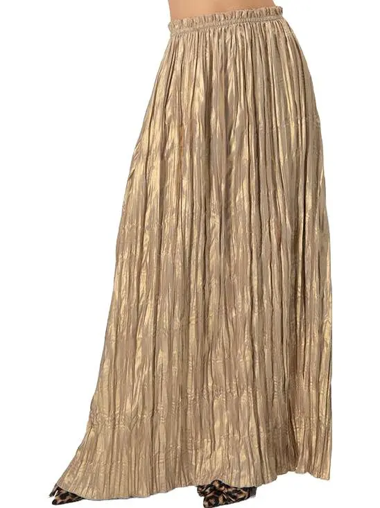 IVONNE Pleated Maxi Skirt - Gold
