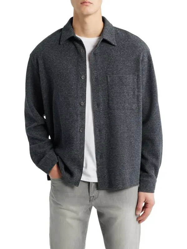 FRAME Waffle Knit Button-up Shirt - Heather Grey