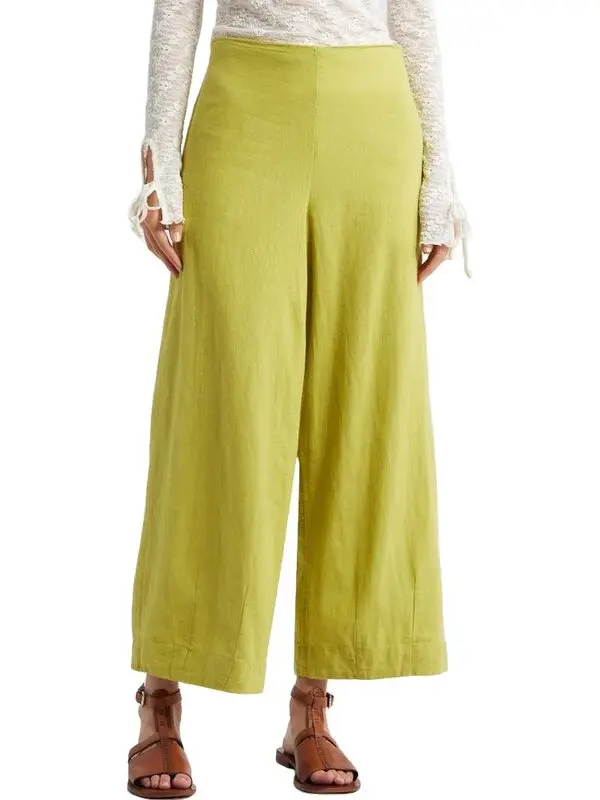 Free People Demi Wide-leg Linen-blend Pants - Palma