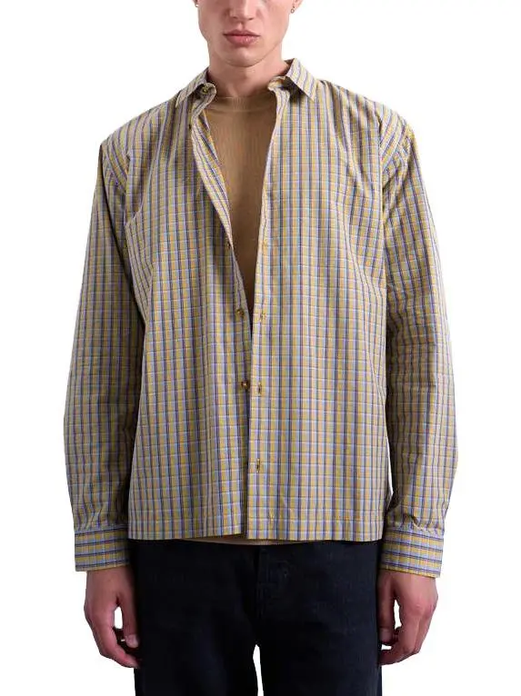 Topman Cotton Poplin Button-up Shirt - Mustard Multi