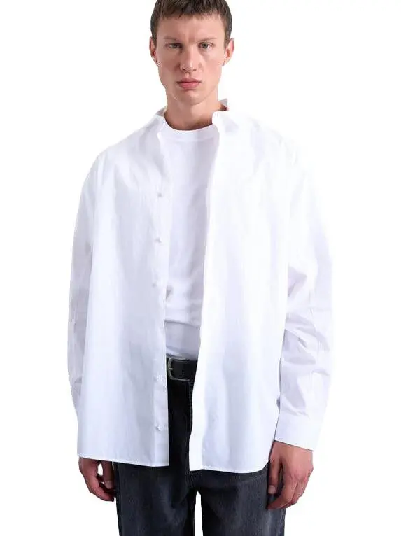 Topman Oversize Cotton Poplin Button-up Shirt - White