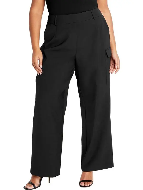 City Chic Karter Wide Leg Cargo Pants - Black