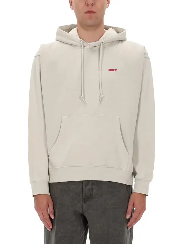Obey Sweatshirt With Logo And Print - Beige