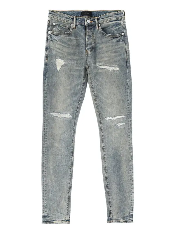 PURPLE BRAND Ripped Straight Leg Pants - Denim
