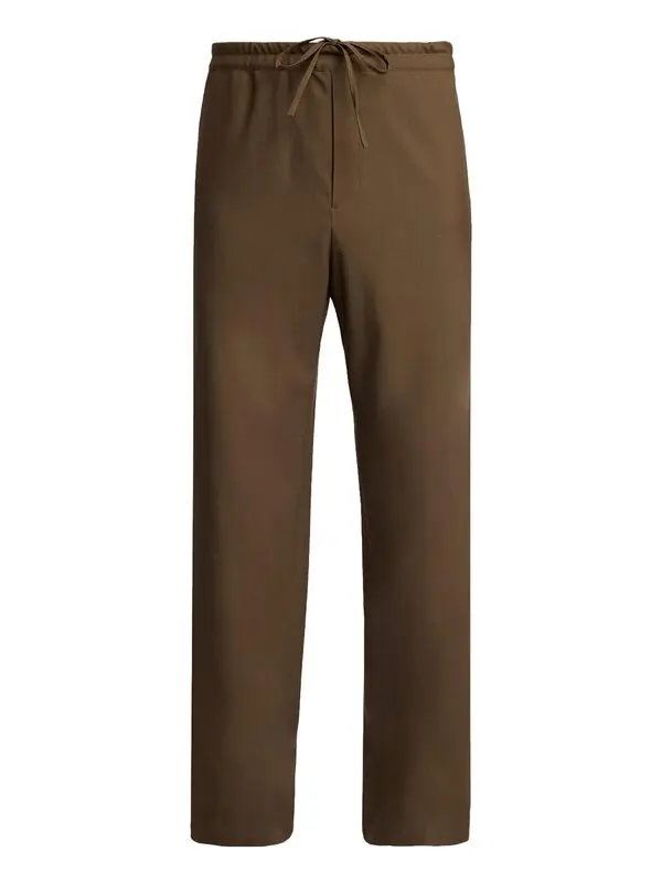 THE ROW Ari Wool Wide-leg Drawstring Pants - Sepia Khak