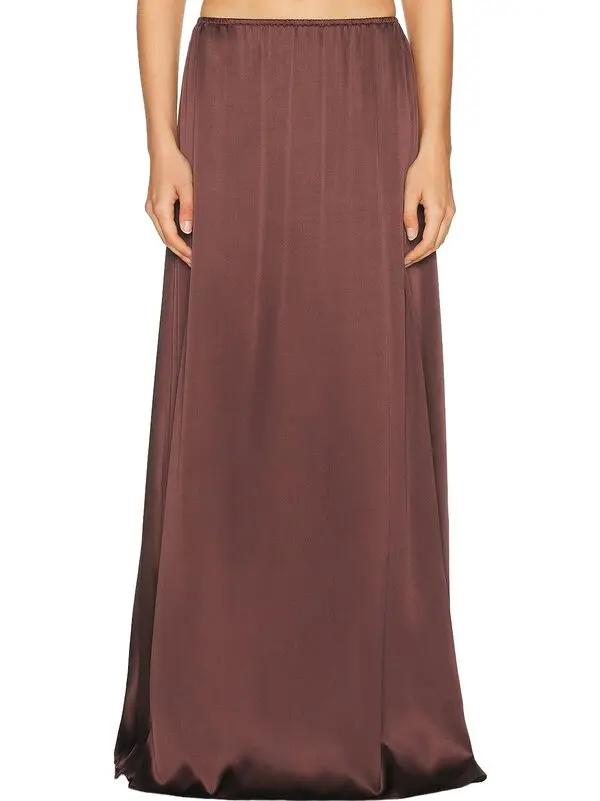 HELSA Silk Charmeuse Maxi Skirt - Fudge