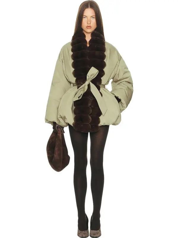 HELSA Bubble Puffer Jacket With Faux Fur - Fennel & Cedar